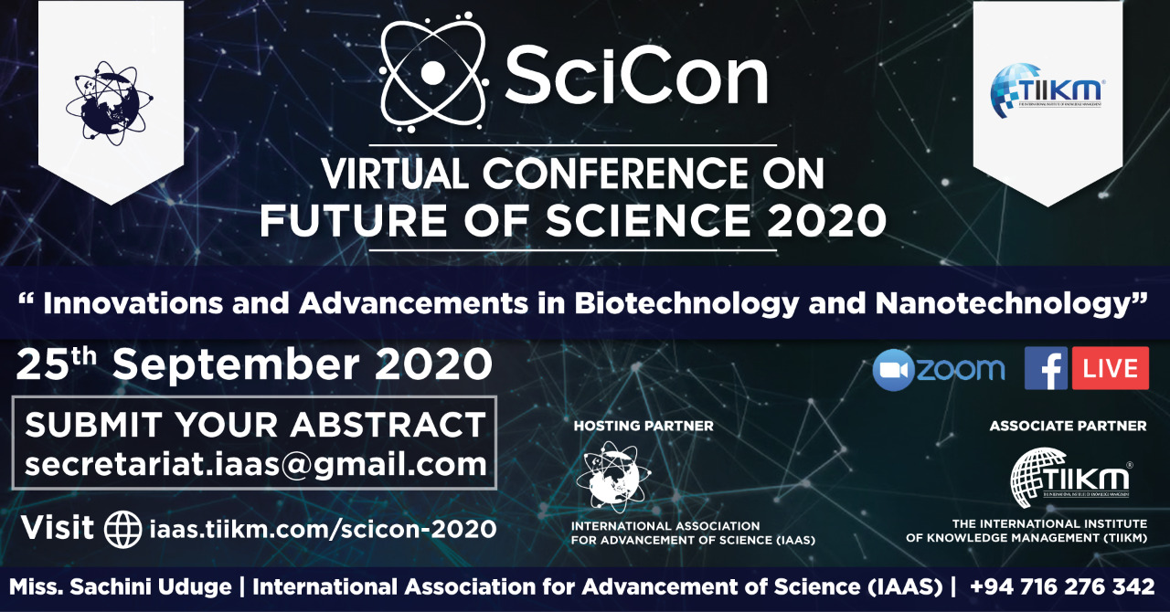 VIRTUAL CONFERENCE ON FUTURE OF SCIENCE 2020 (SCICON 2020) - IAAS